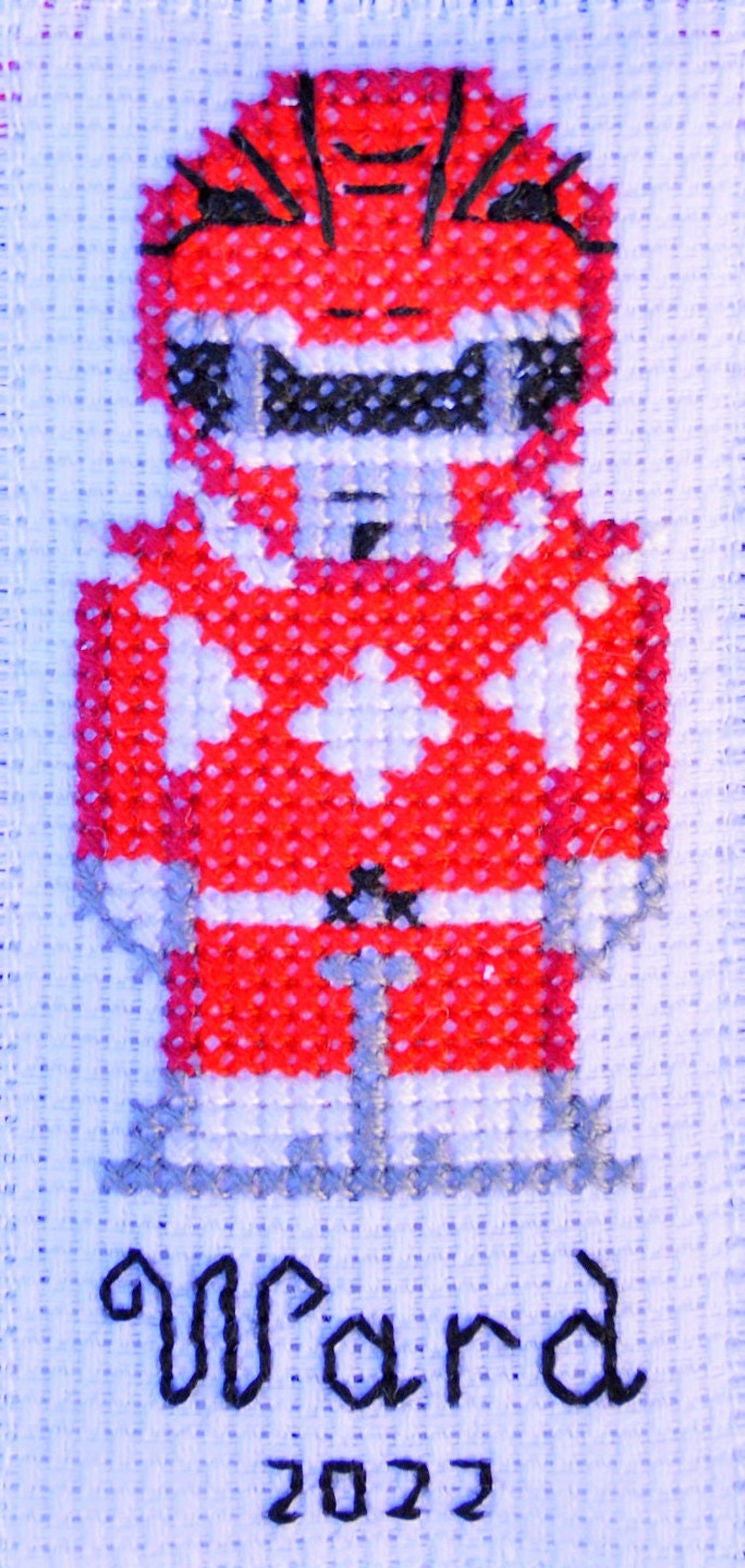 Red Power Ranger Cross Stitch Christmas Ornament Handmade - Etsy