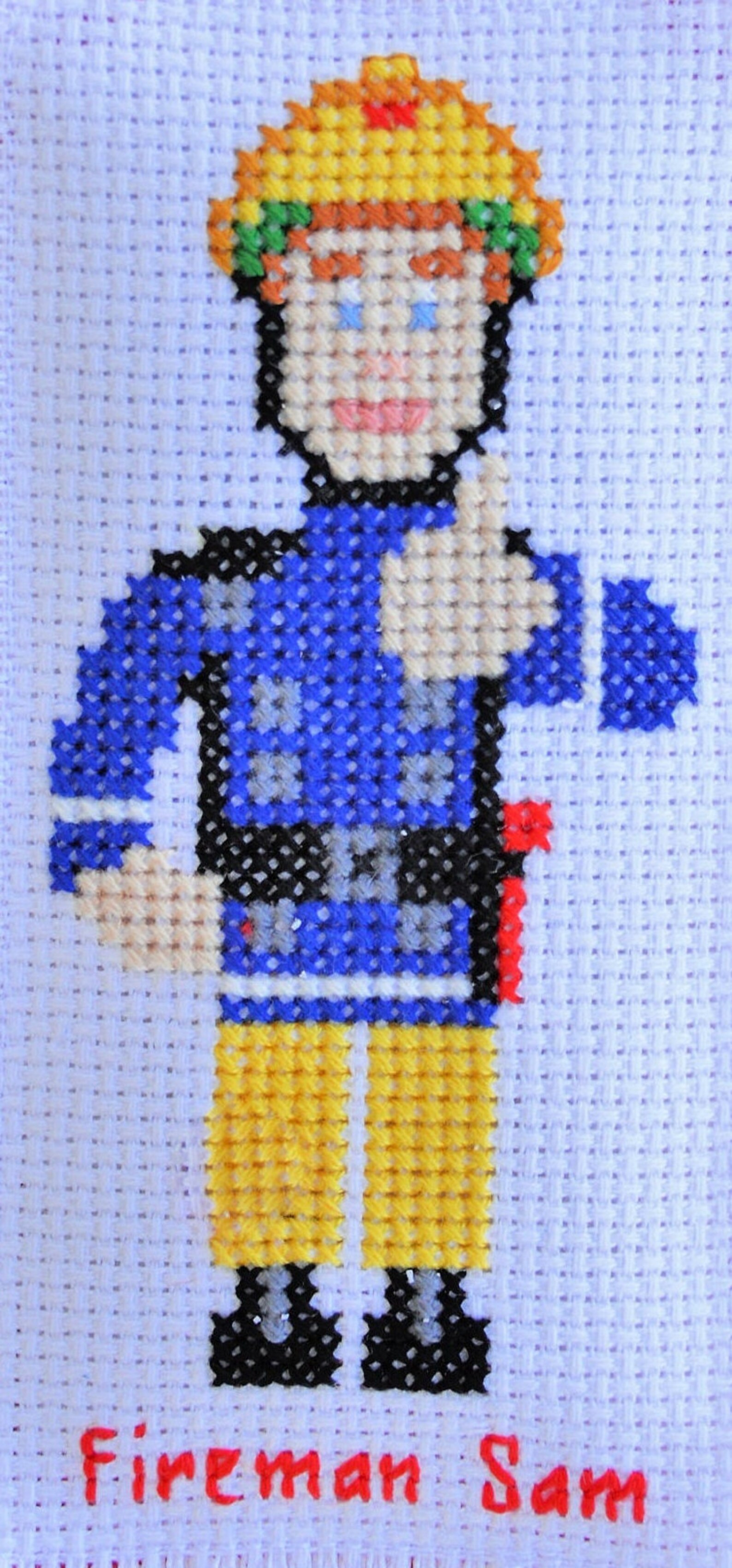 Fireman Sam Christmas Ornament Handmade Cross Stitch | Etsy