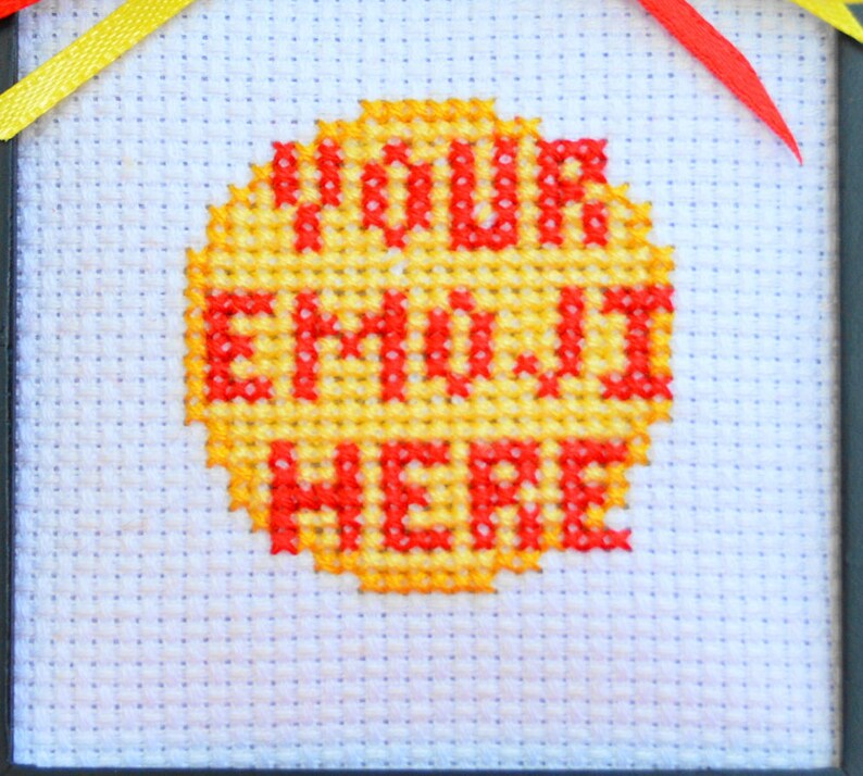 Customized Cross Stitch Emoji Handmade Embroidered Framed - Etsy