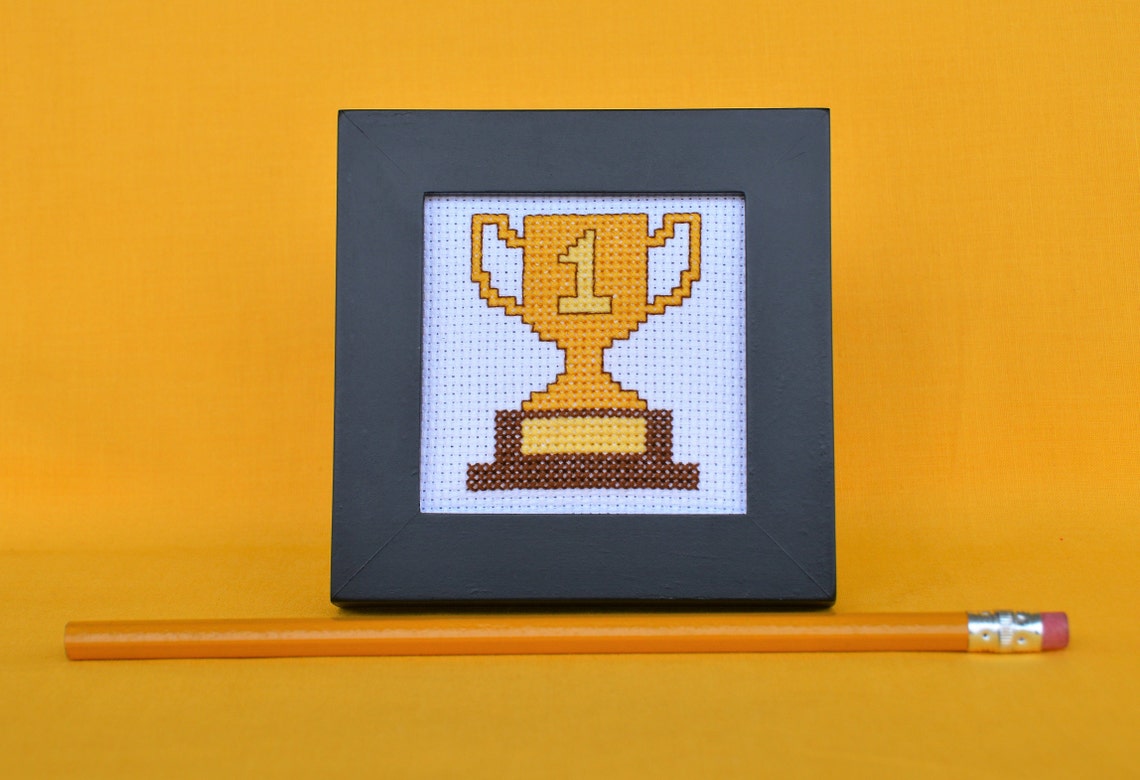 Personalized Cross Stitch Trophy Gift With Your Text or Name, Unique ...