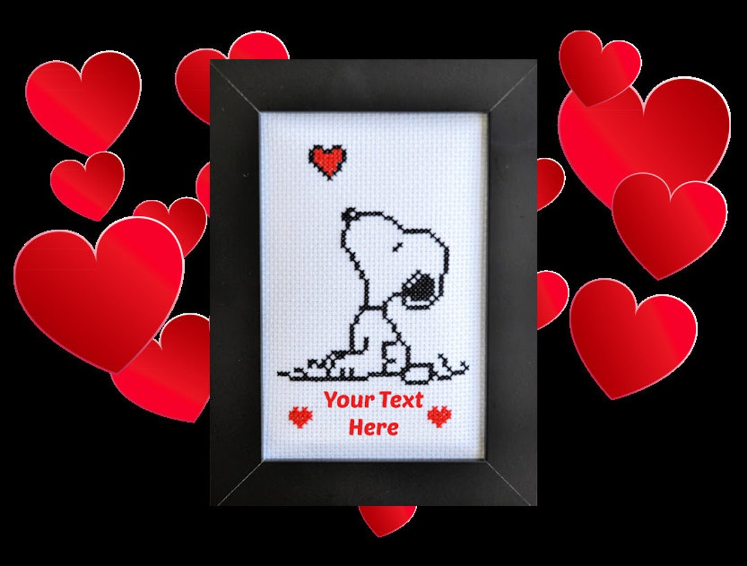 Personalized Snoopy Cross Stitch Picture With Your Text - Etsy