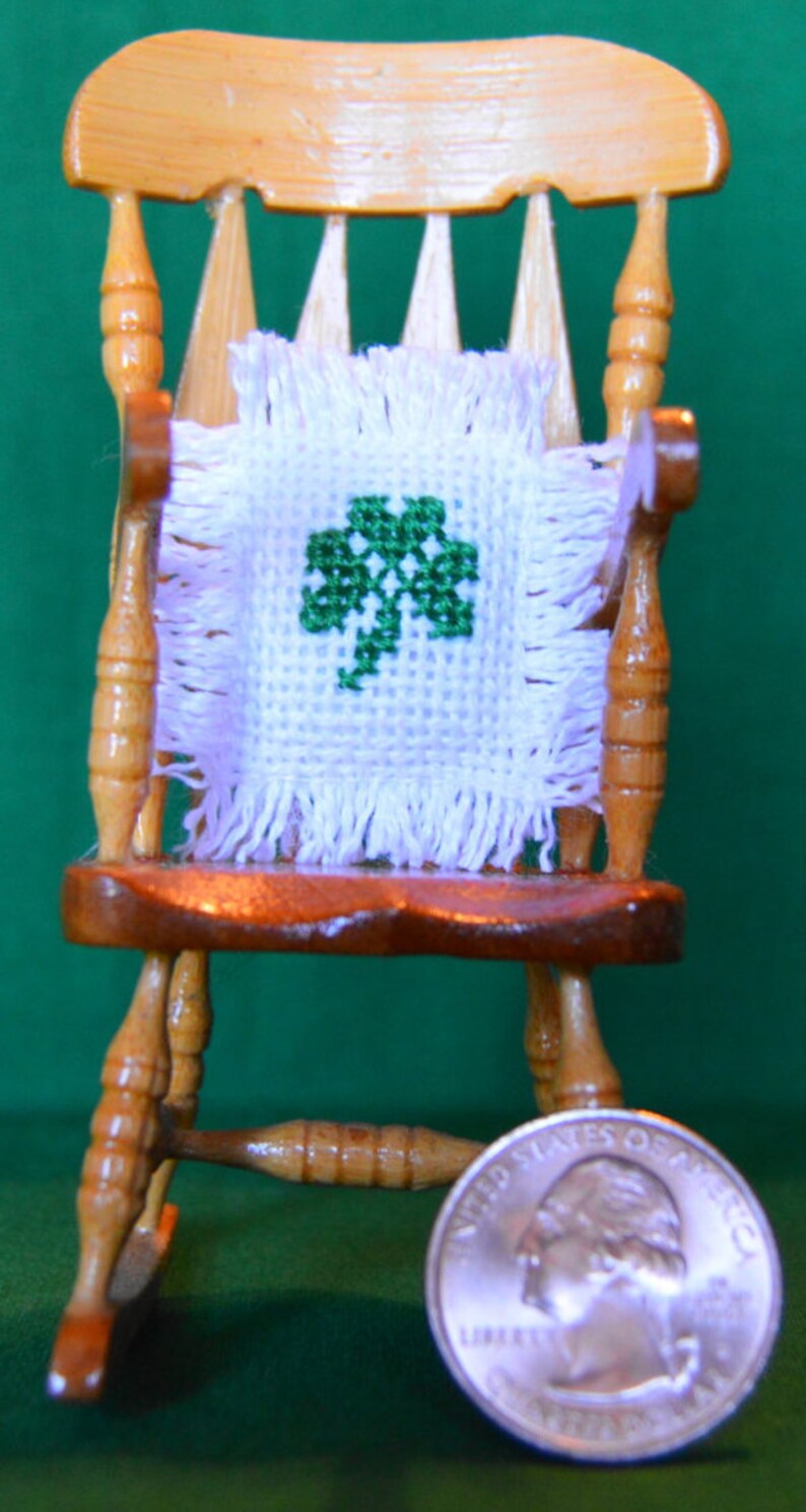 Handmade Cross Stitch Embroidered Miniature Shamrock Dollhouse ...