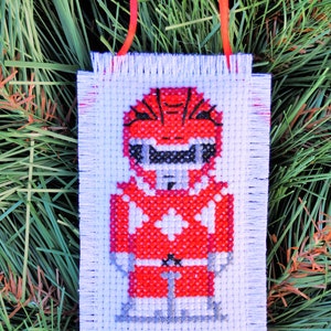 Red Power Ranger Cross Stitch Christmas Ornament Handmade Custom ...