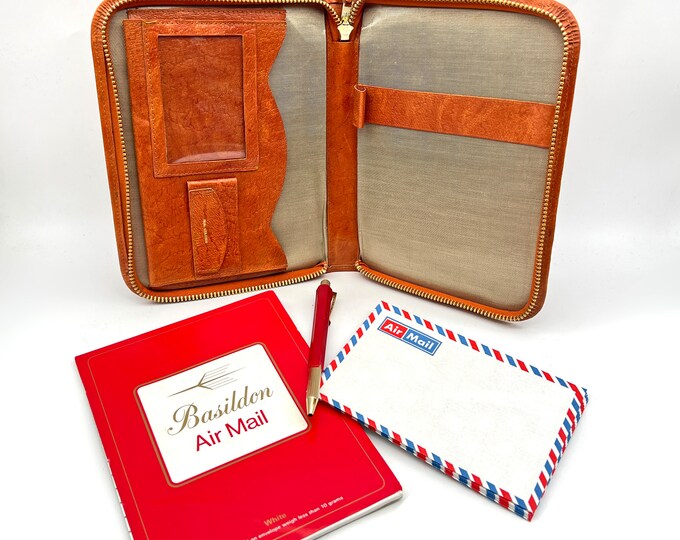 Vintage Letter Writing Set. Late 20th Century Textured Tan Leather ...