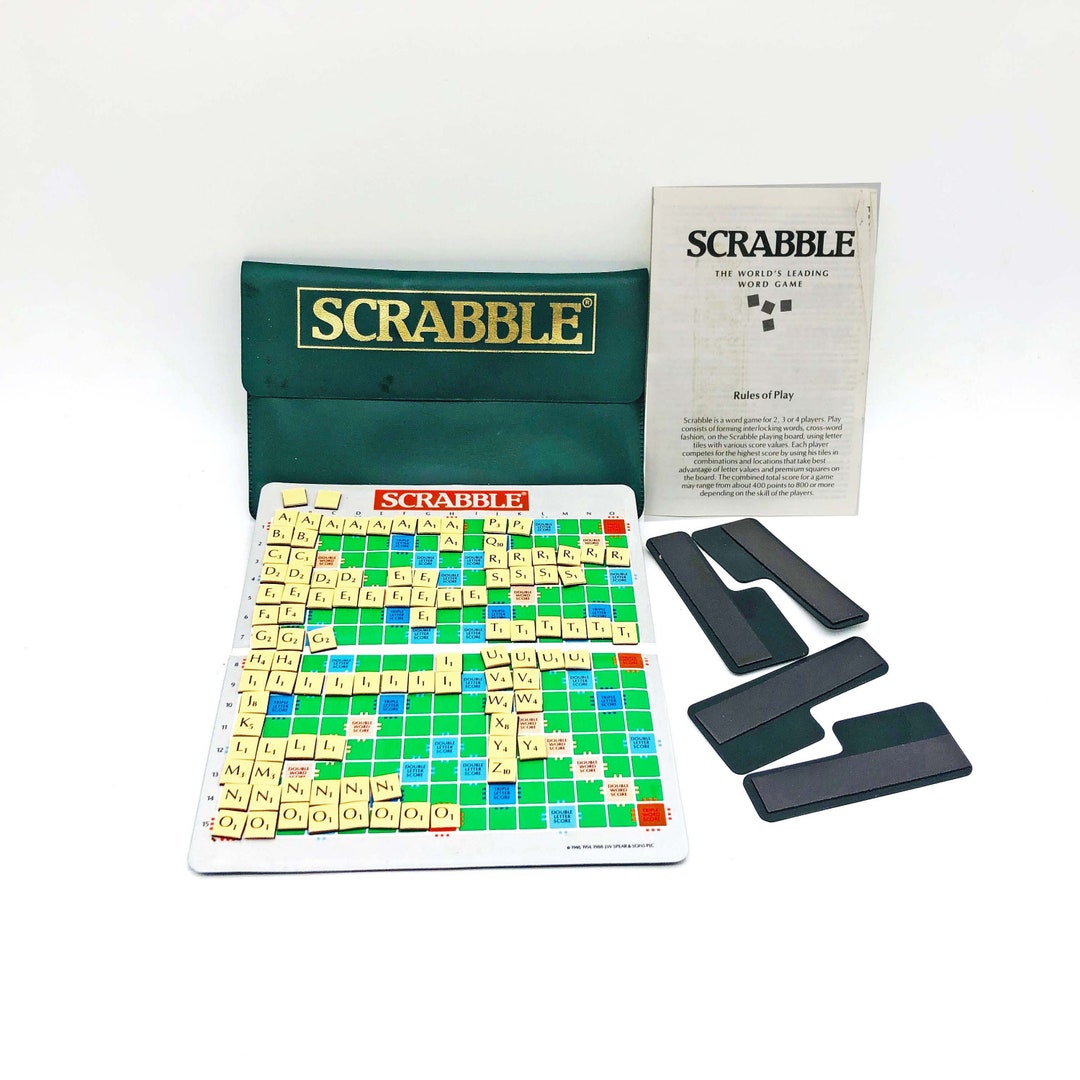 Travel Scrabble Set. Vintage Collectible Magnetic Mini Board Game. Late 20th Century Word Play ...