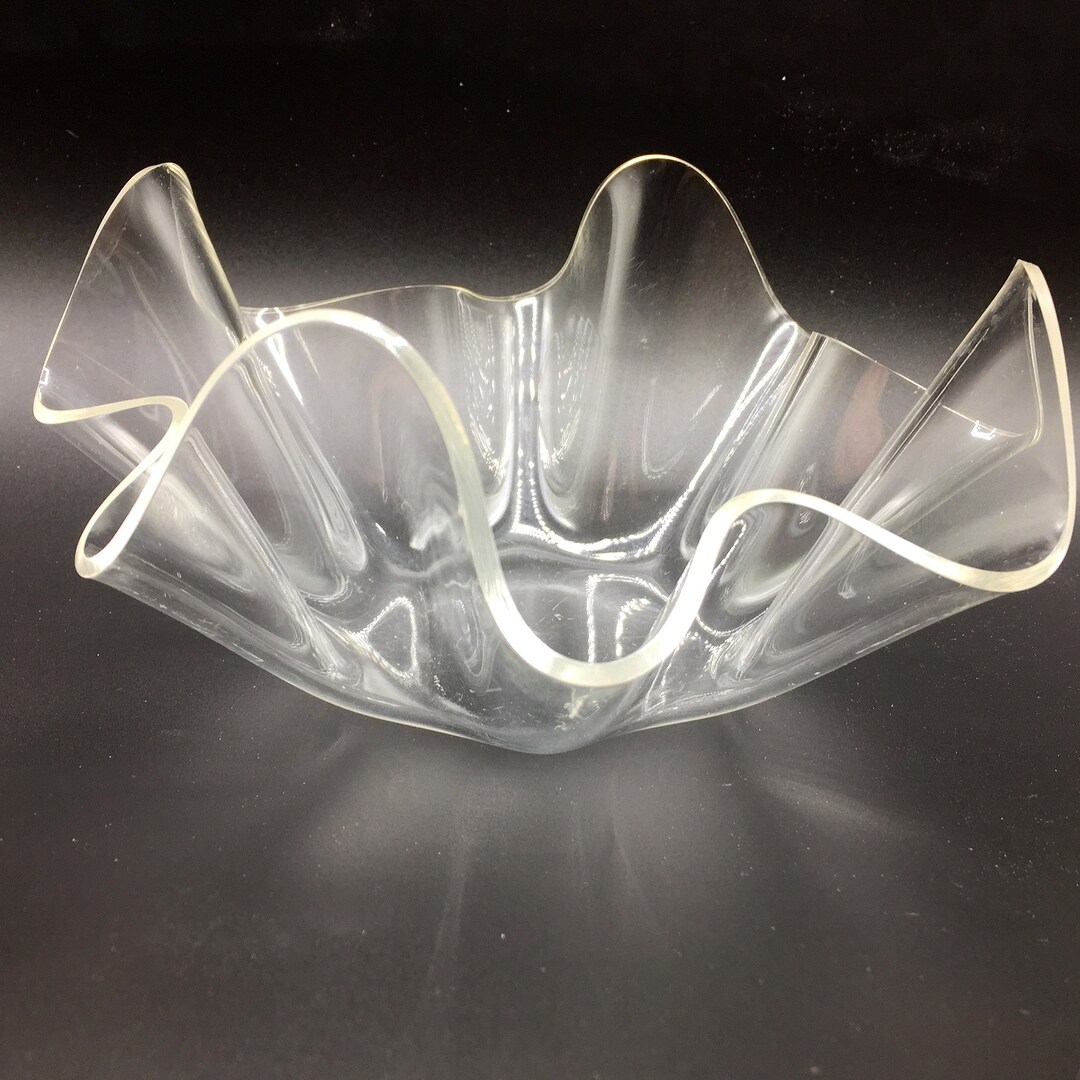 Murval Lucite Bowl. Freeform Clear Acrylic Handkerchief Design Fruit ...