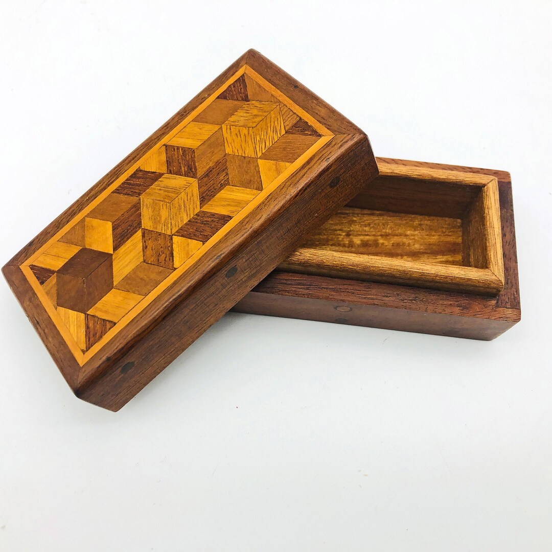 Small Tunbridge Ware Box Vintage Geometric Marquetry Wooden - Etsy