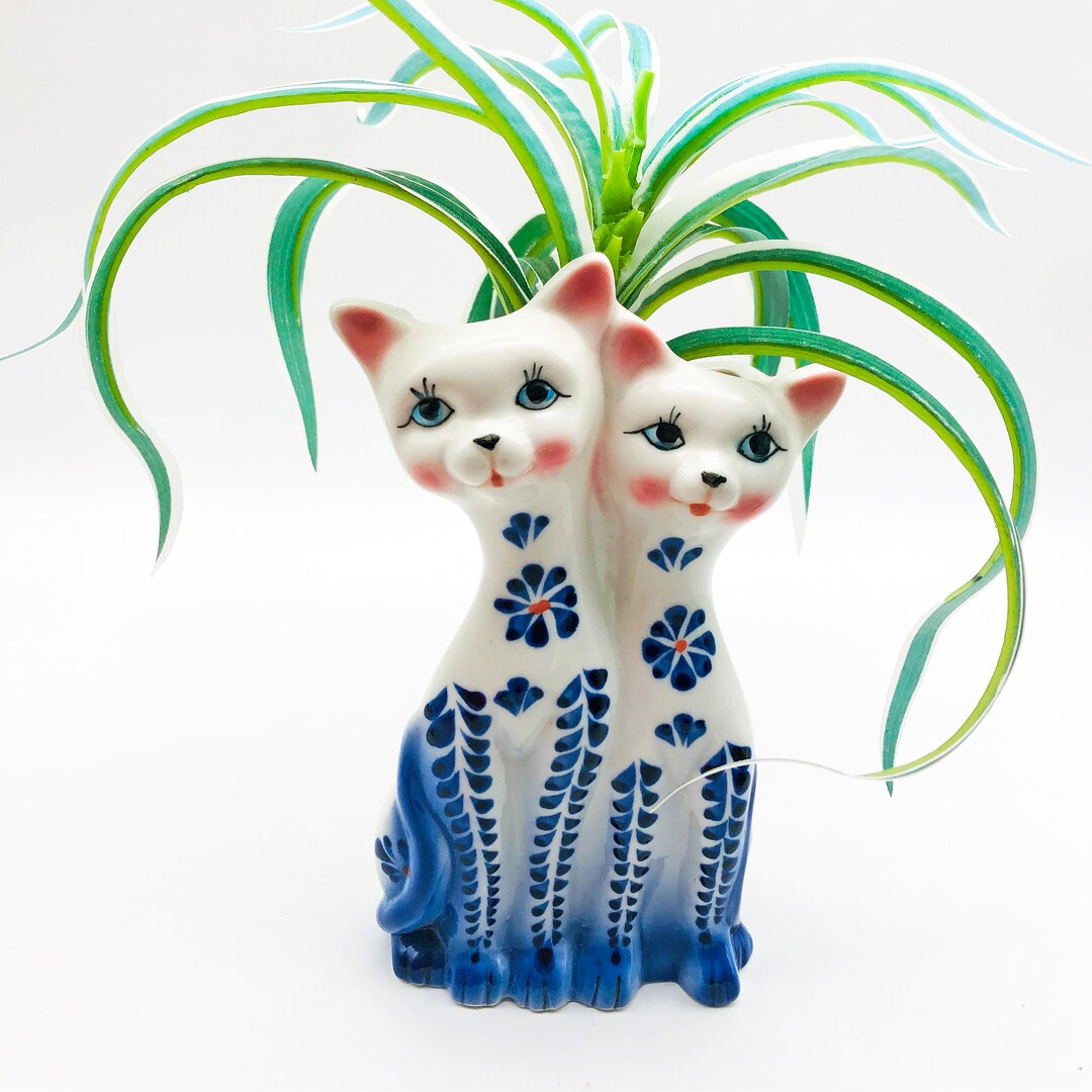 Cat Wall Vase / Radiator Humidifier. Vintage Twin Long Neck Cats ...