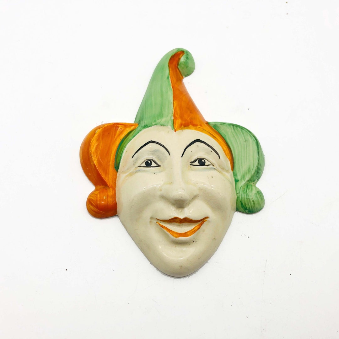 Art Deco Wall Mask. 1930s Ceramic Lancaster Studio Pottery Jester Head ...