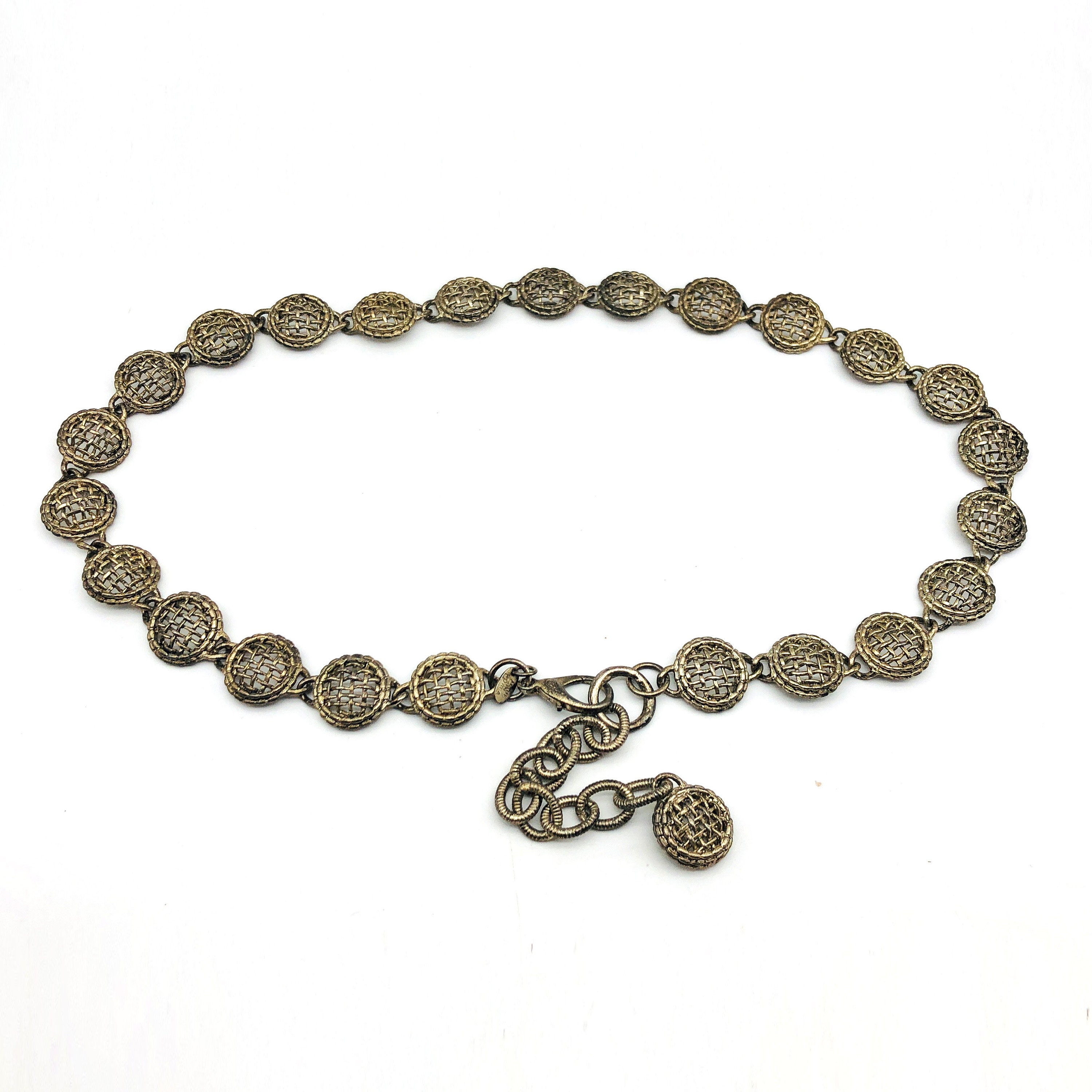 Vintage Chain Link Belt. Antique Silver Metal Stations. - Etsy UK