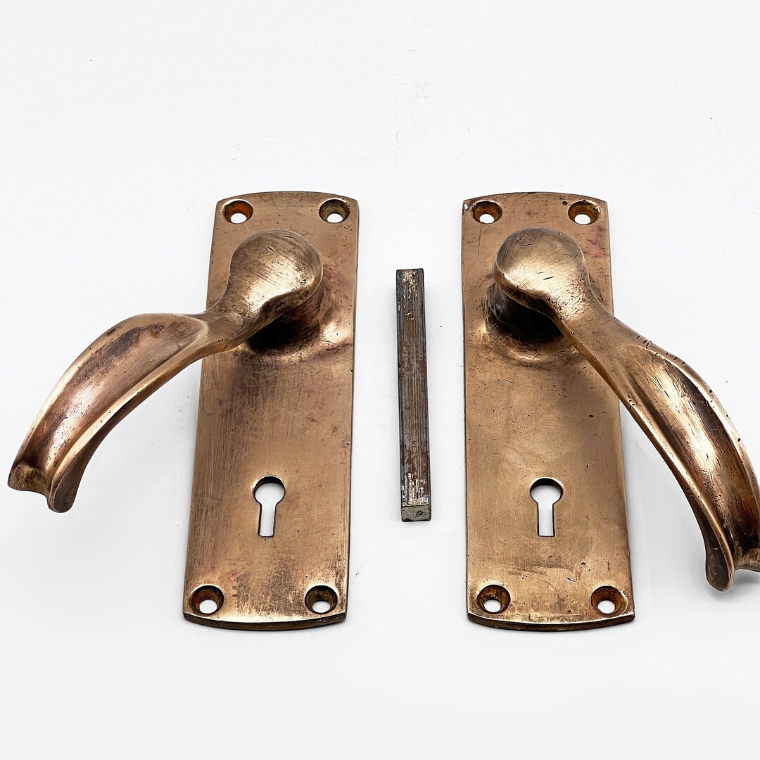 Antique Bronze Door Handles. Art Deco Mortice Levers. Key Hole Plates ...