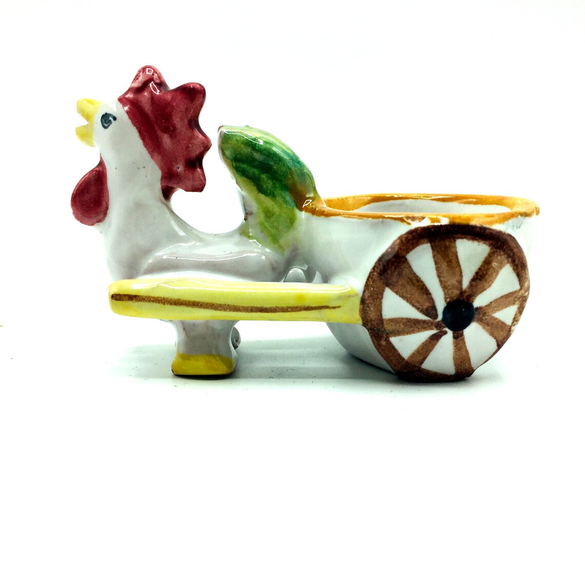 Majolica Italian Chicken & Cart. Vintage Ceramic Miniature | Etsy UK