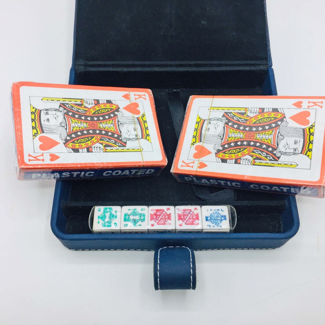 Poker Set. 5 Acrylic Die / Dice & 2 Playing Card Decks. All Still ...