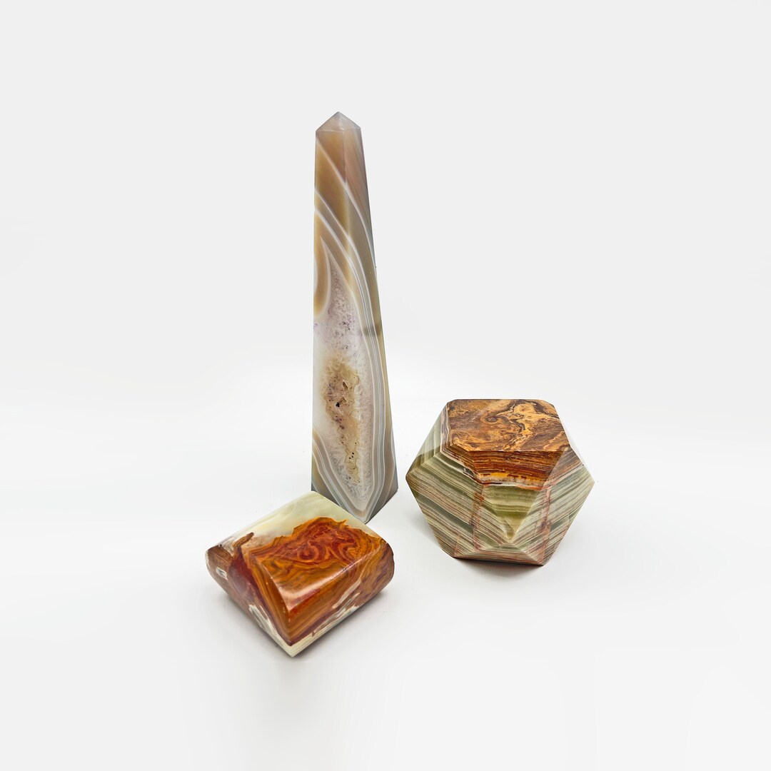 Vintage Marble Paperweight Desk Set. Carved Alabaster Onyx Sculptures ...