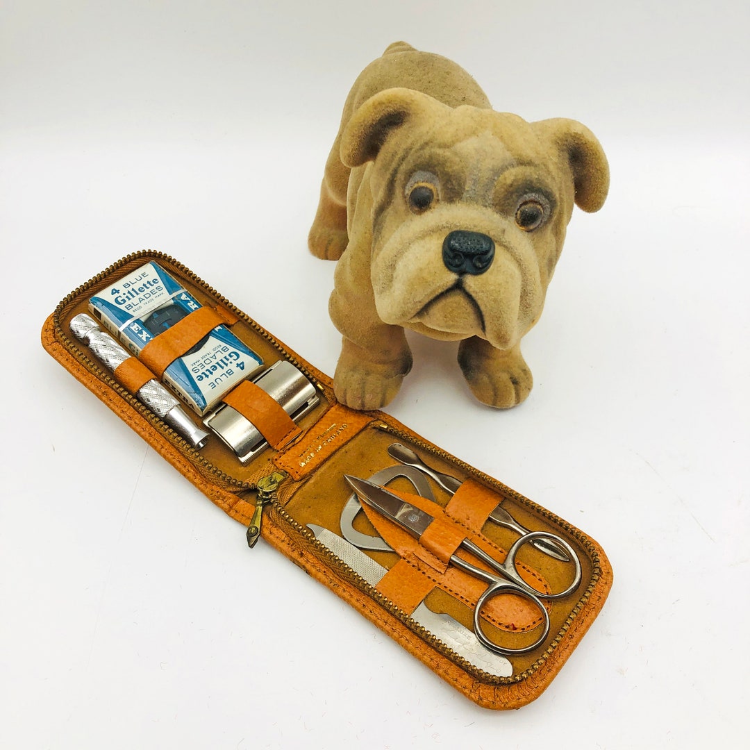 Vintage Men's Shaving Kit 1960s Pocket Size Compendium Leather Travel ...