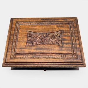 Vintage Hand Carved Box, Large, Hinged Lidded Wooden Keepsake ...