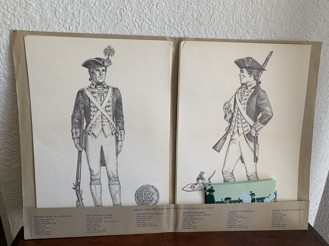 Set of Six Early Rhode Island Uniforms PRINTS by Compass Rose Spirit of ...