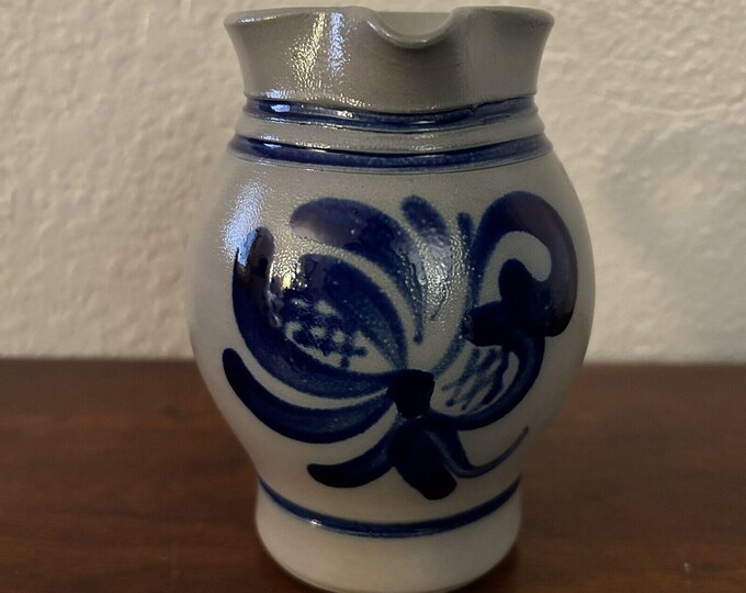 Vintage Handarbeit German Salt Glaze Water Jug Pitcher Art Pottery 0.5 ...
