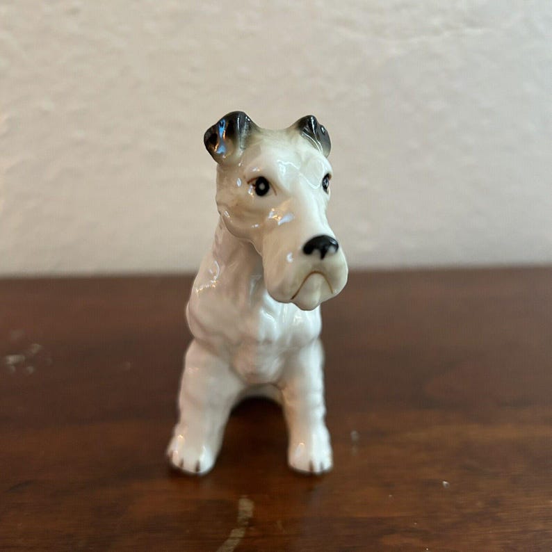 Vintage Porcelain Bone China Dog Figurine Airedale Wired Fox Terrier - Etsy