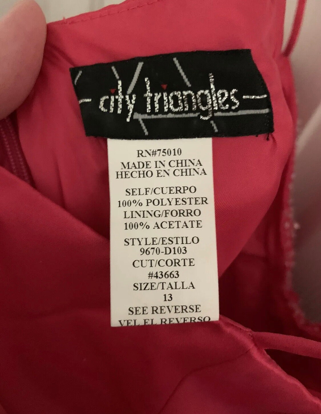 Vintage City Triangles Long Pink Sparkly Spaghetti Strap Dress Size 13 ...