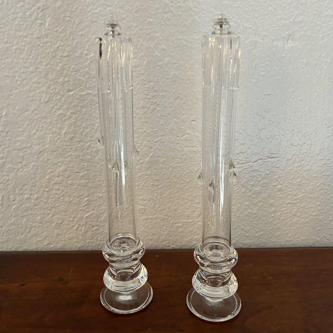 2 Vintage Glass Dripping Candlestick Art Glass Oil Lamps 10.75” - Etsy