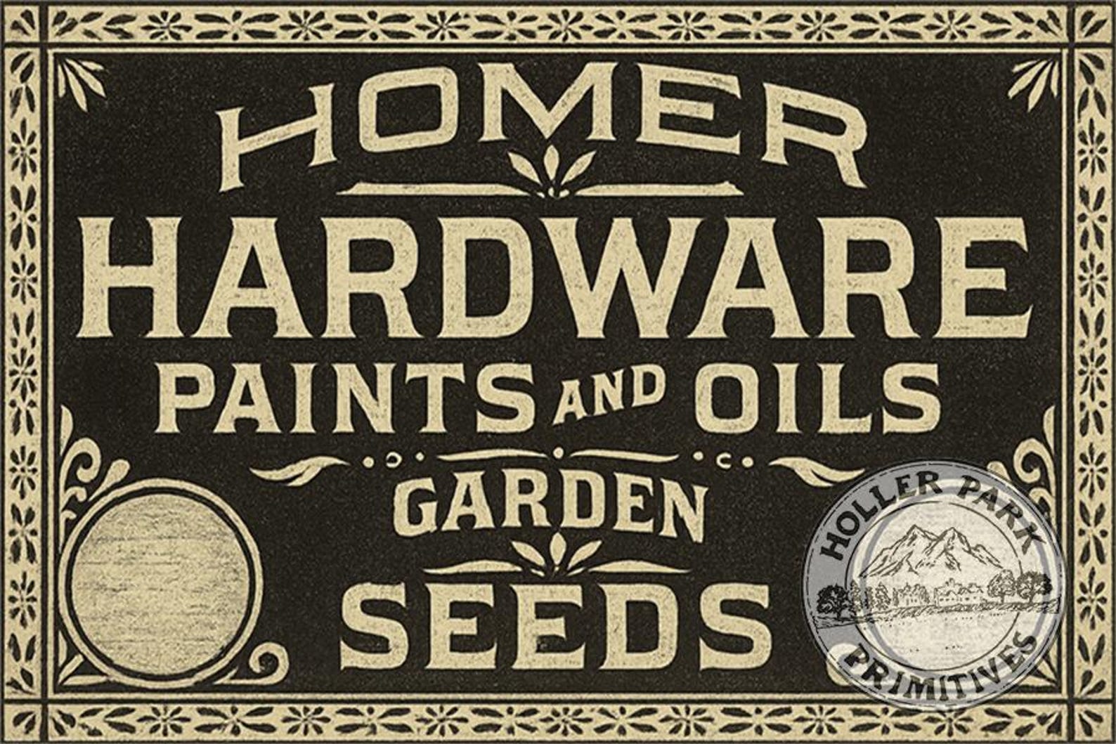 Vintage Label Reproduction Printable: Homer Hardware Black and White ...