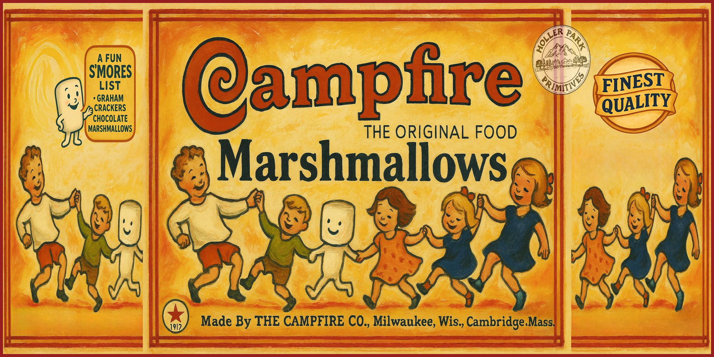 Campfire Kids Marshmallow Label: Vintage-style Tin Wrap & Front Label ...