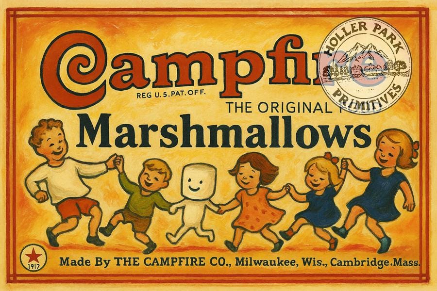 Campfire Kids Marshmallow Label: Vintage-style Tin Wrap & Front Label ...