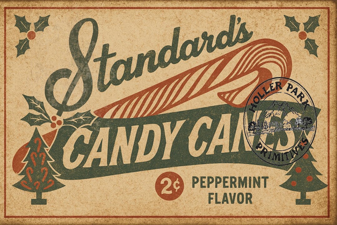 Vintage Inspired Standards Candy Cane Label: Vintage Graphic (digital ...
