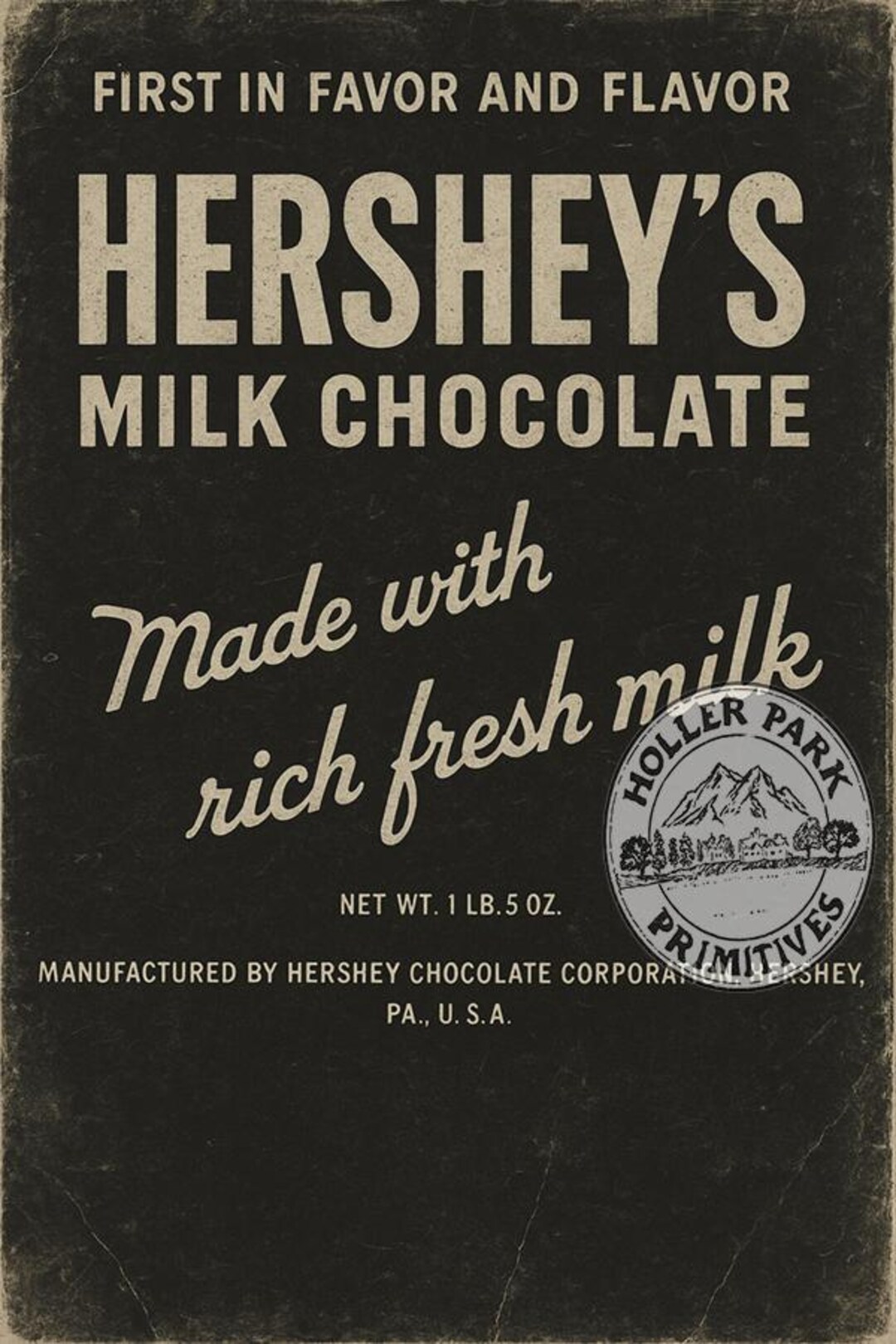 Cream Black Distress Box Label Printable: Vintage Candy Graphic ...