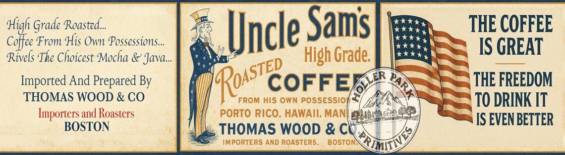 Vintage Uncle Sams Coffee Tin Wrap Labels: Printable Graphics (digital ...