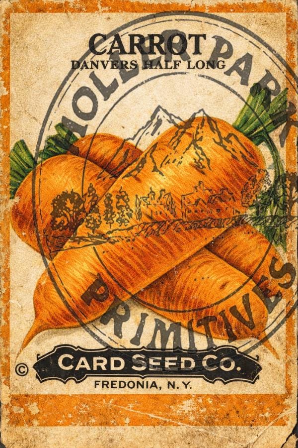 Vintage Carrots Seed Packet Label PDF: Printable Antique Graphic ...