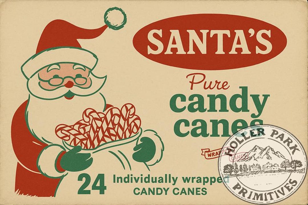 Vintage Inspired Santa's Candy Cane Label: Vintage Graphic (digital ...