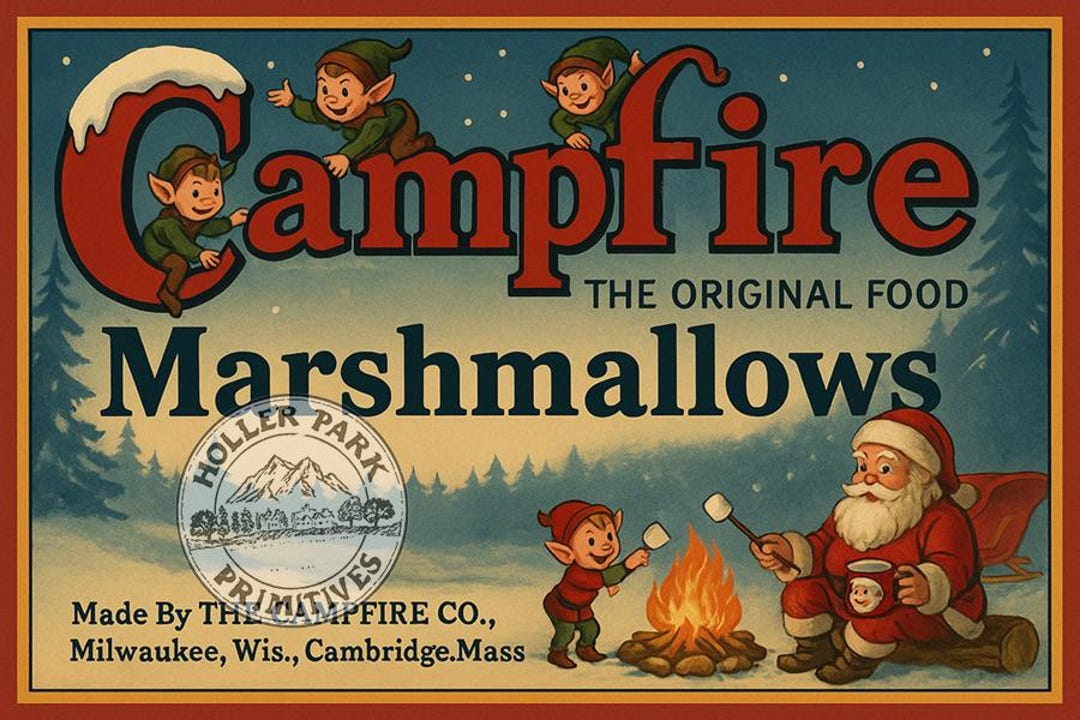Santascampfire Marshmallow Label Replica: Printable Tin Label (digital ...