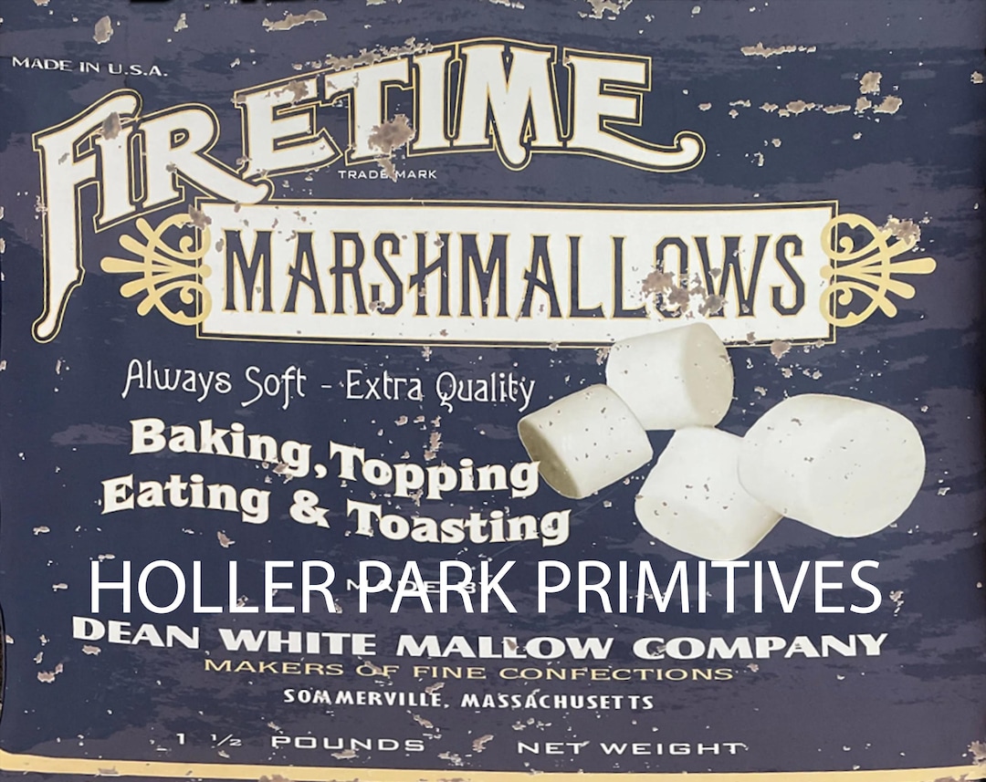 Primitive Firetime Marshmallow Label: Vintage Tin Sign Image (digital ...