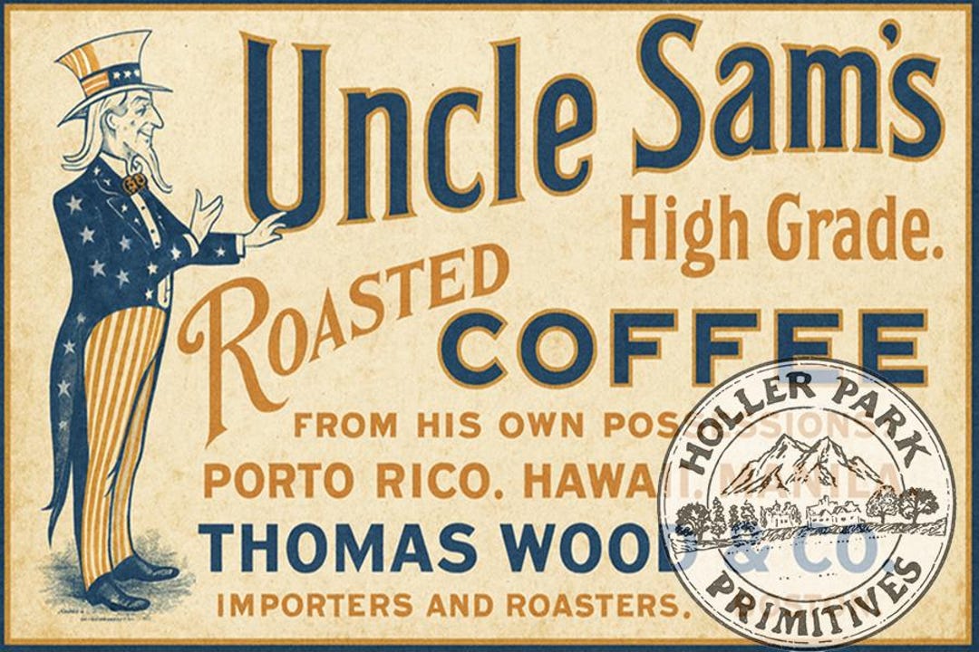 Vintage Uncle Sams Front Coffee Labels: Printable Graphics (digital ...