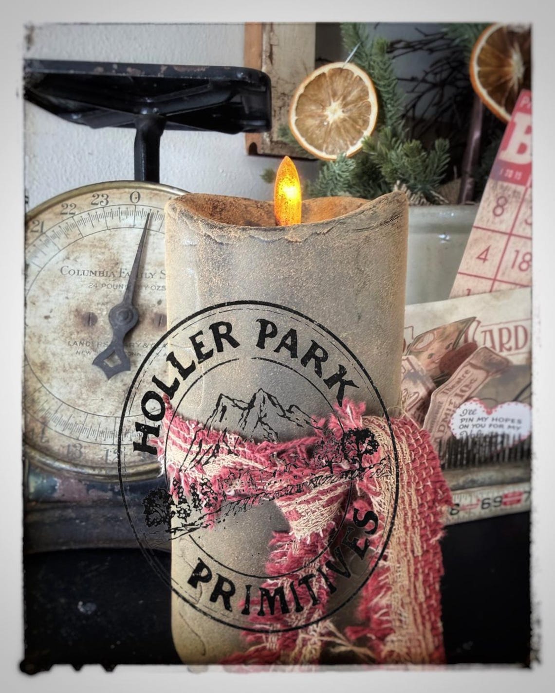Hand Dipped Flameless Battery Candle Blackened Beeswax : Primitive ...