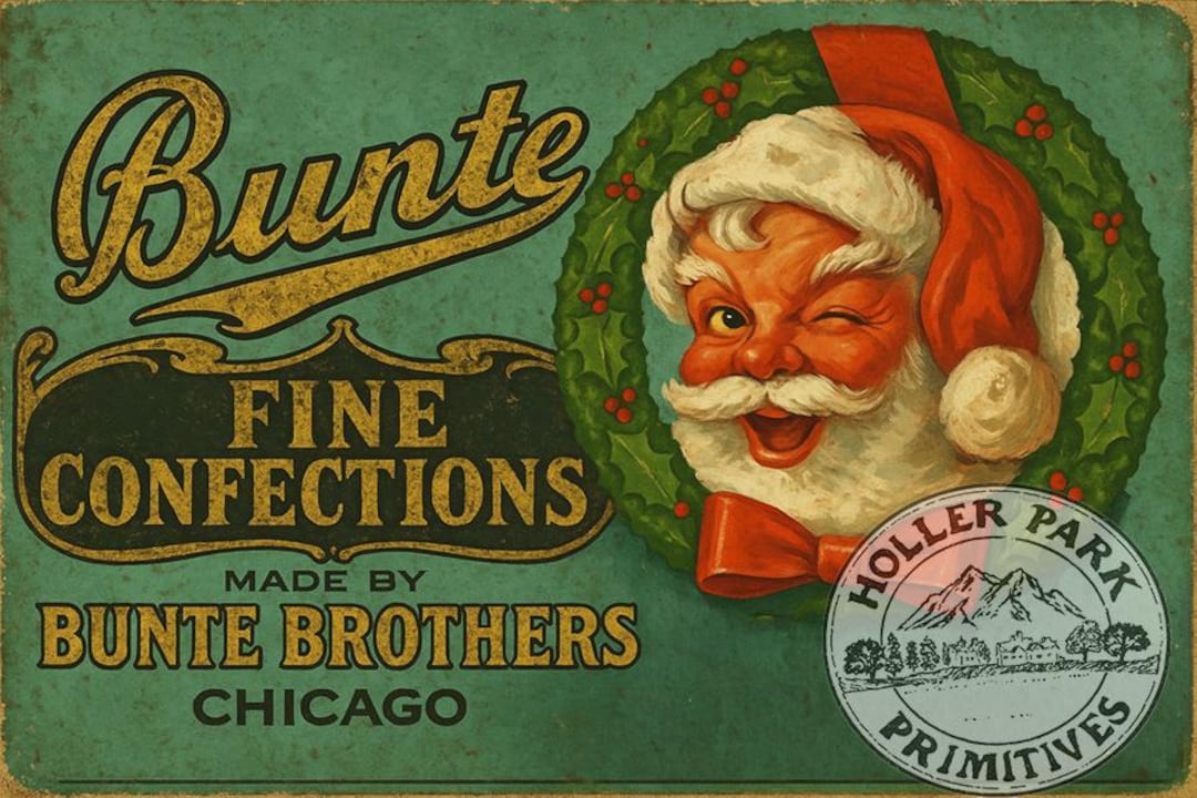 Vintage Bunte Candy Christmas Tin Wrap & Front Label (digital Download ...