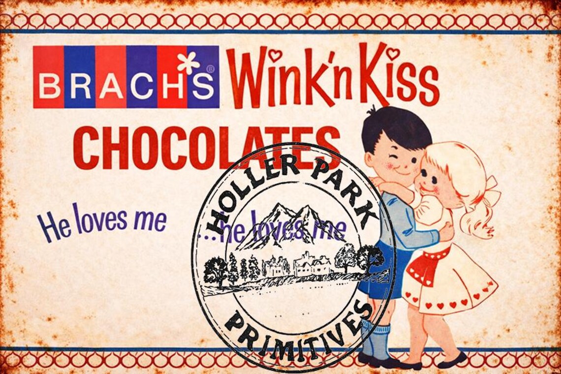 Reproduction Brach's Wink N Kiss Chocolates Label Printable Tags ...