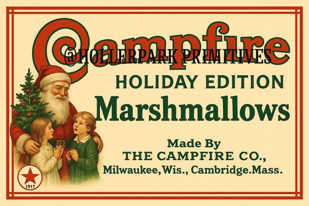 Campfire Santa Tin Label: Vintage Christmas Clipart (digital Download ...
