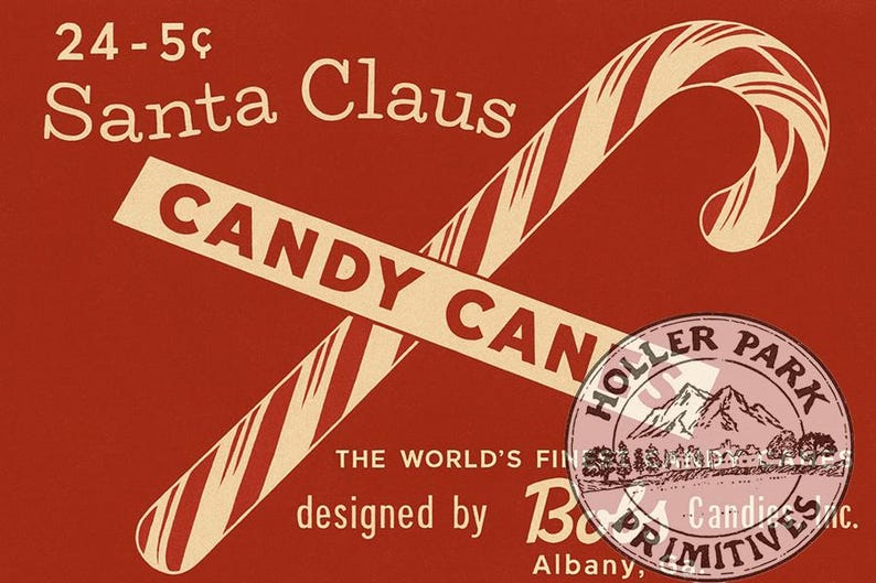 Vintage Inspired Candy Cane Label: Vintage Graphic (digital Download ...