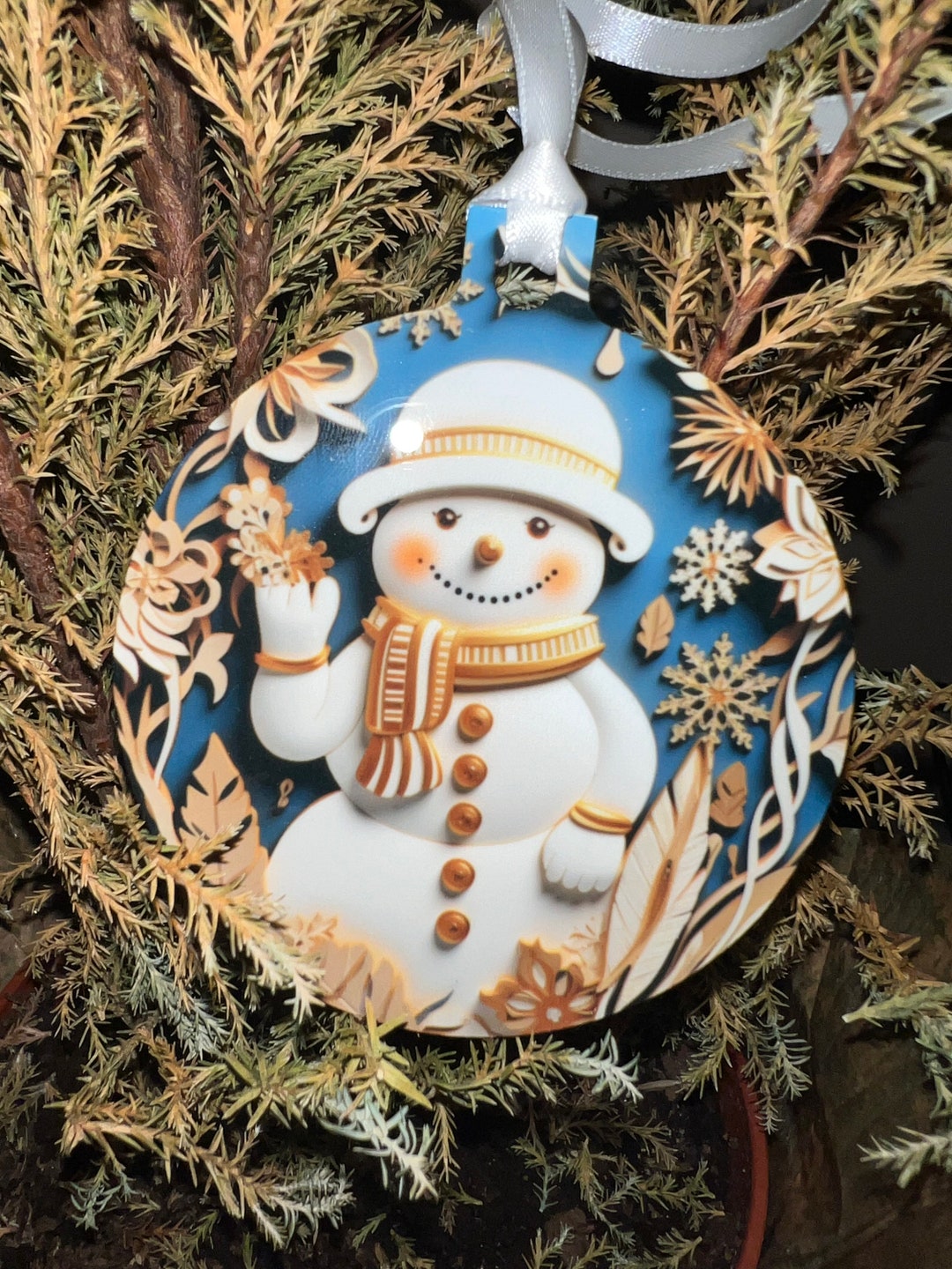 Custom Waving Snowman Ornament, Photo Ornament, Personalized 2-sided ...