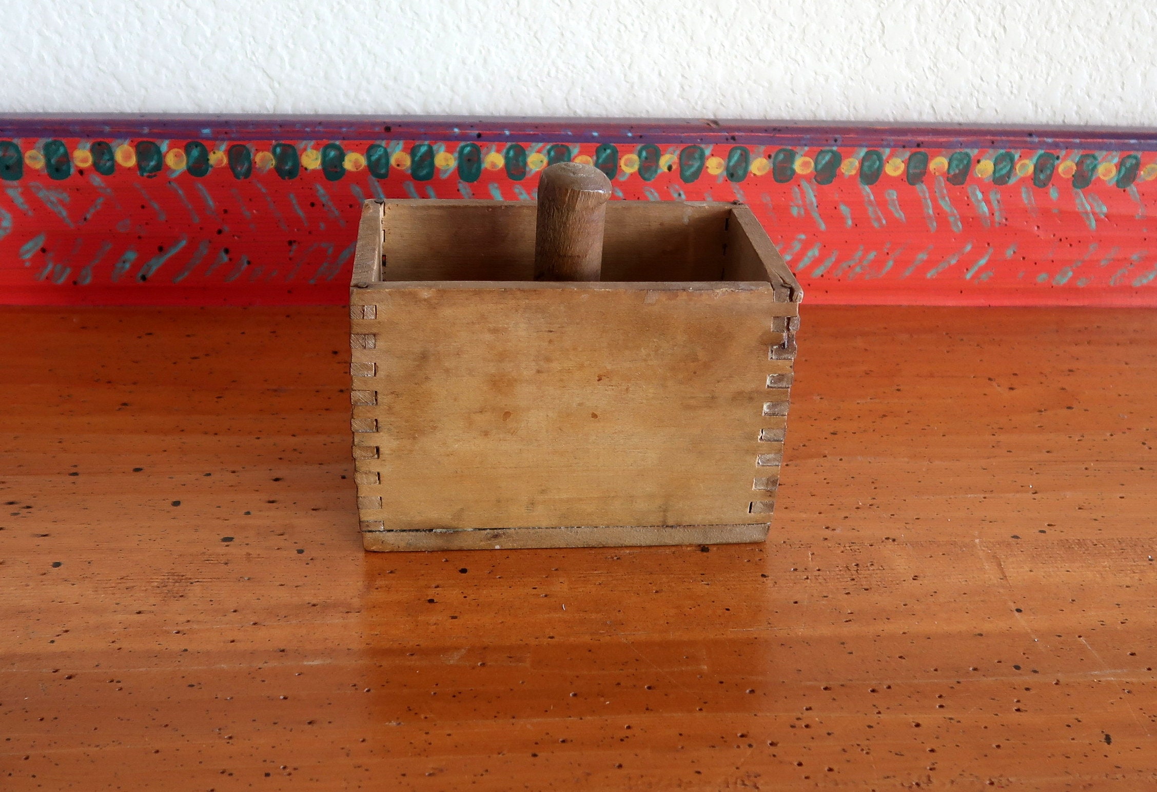 Antique Rectangular Square Butter Mold Butter Press Wooden Box With ...