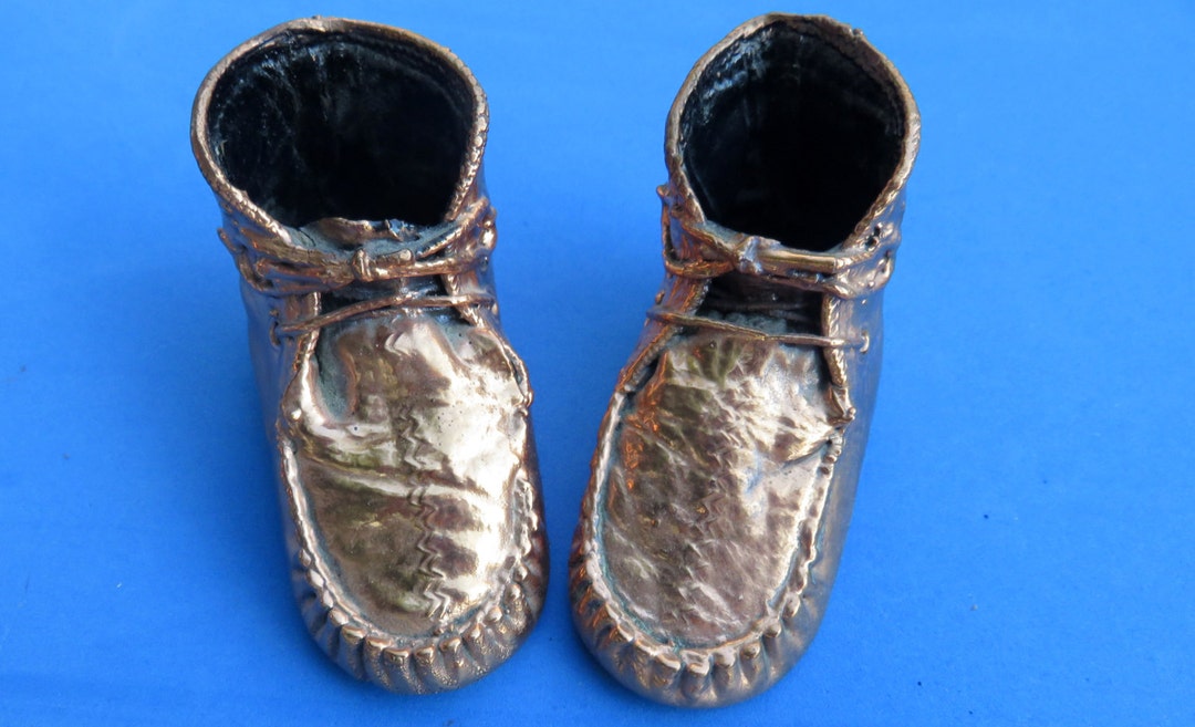 Old Vintage Bronzed BABY Shoes-bronze Baby Booties- Old Time Keepsake ...
