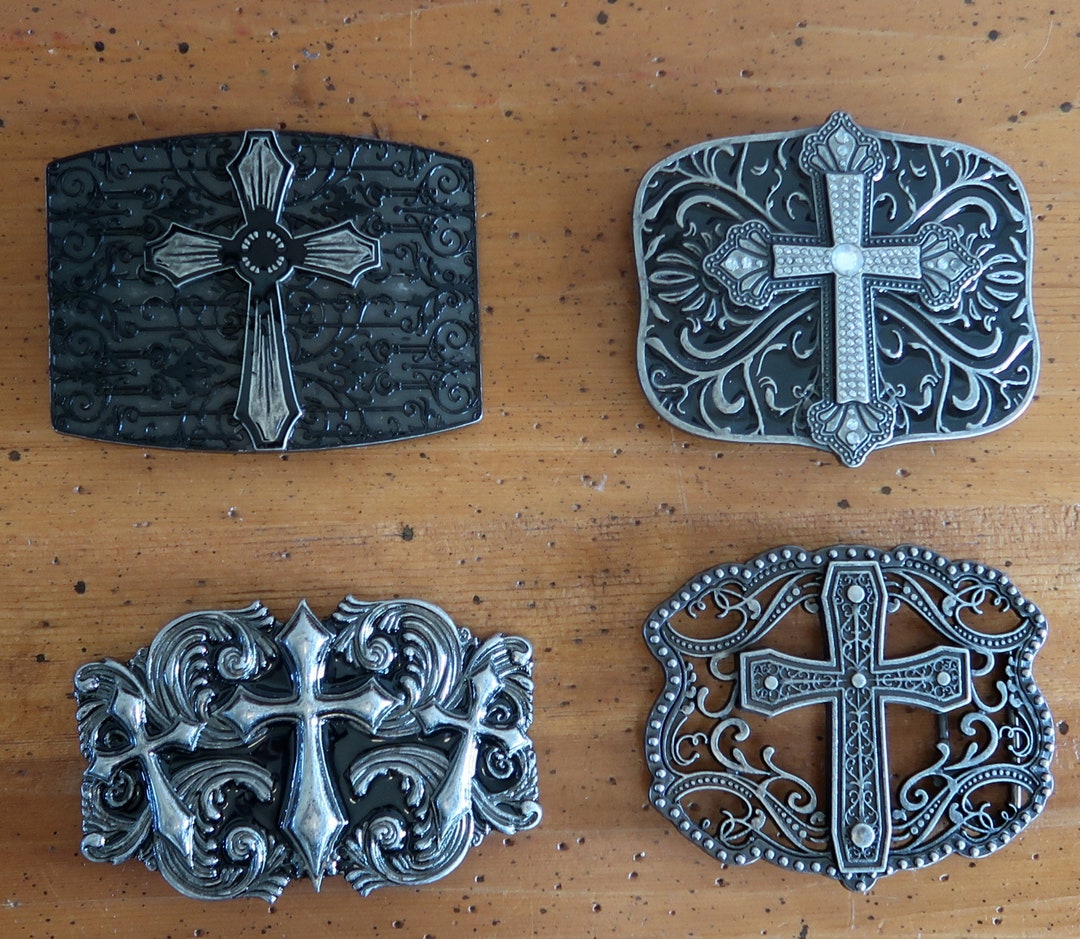 Vintage Beautiful Intricate Detailed Cross Belt Buckle Christian Belt ...