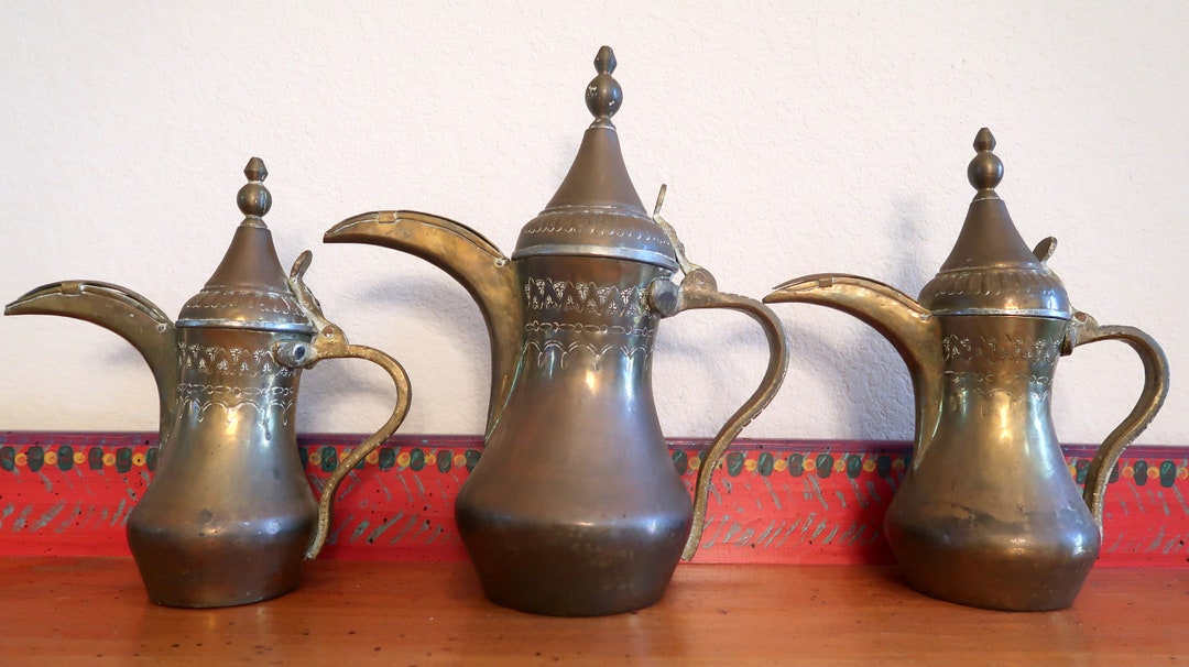 Antique Etched Brass Turkish Arab Arabic Tea Coffee Authentic Handmade ...