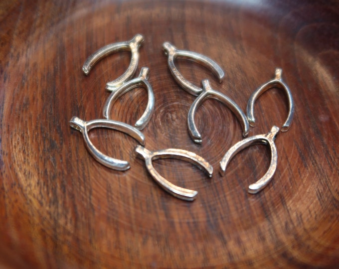 Sterling Silver Wishbone Wish Bone Charm Good Luck Charm Sterling ...
