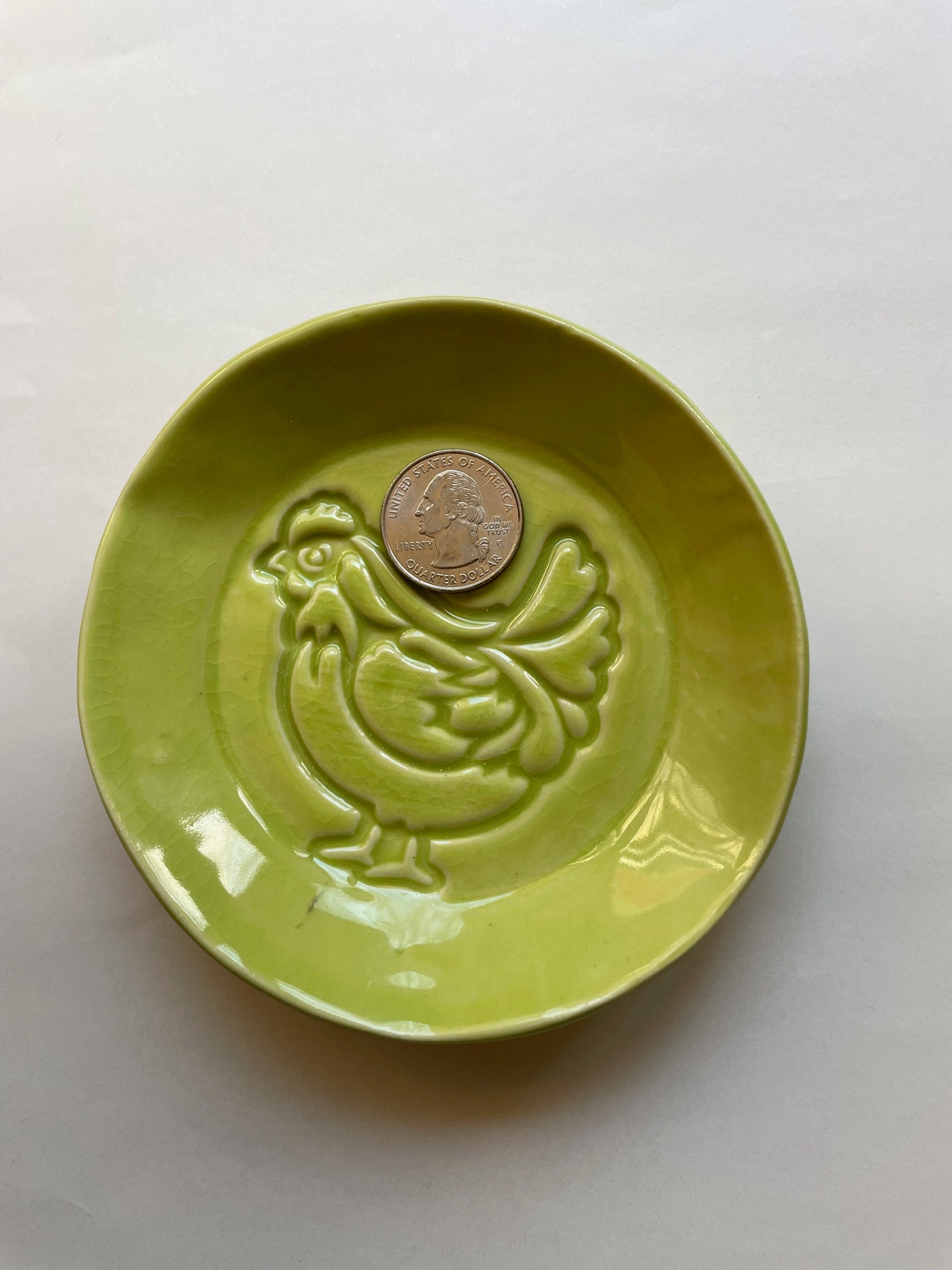 Lime Green Chicken Trinket Dish - Etsy