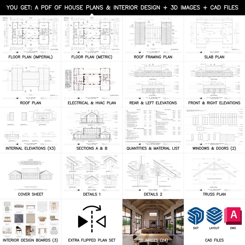 Mill Farm House Plans – 4 Bedroom, 2.5 Bath Rustic Barn Farmhouse ...