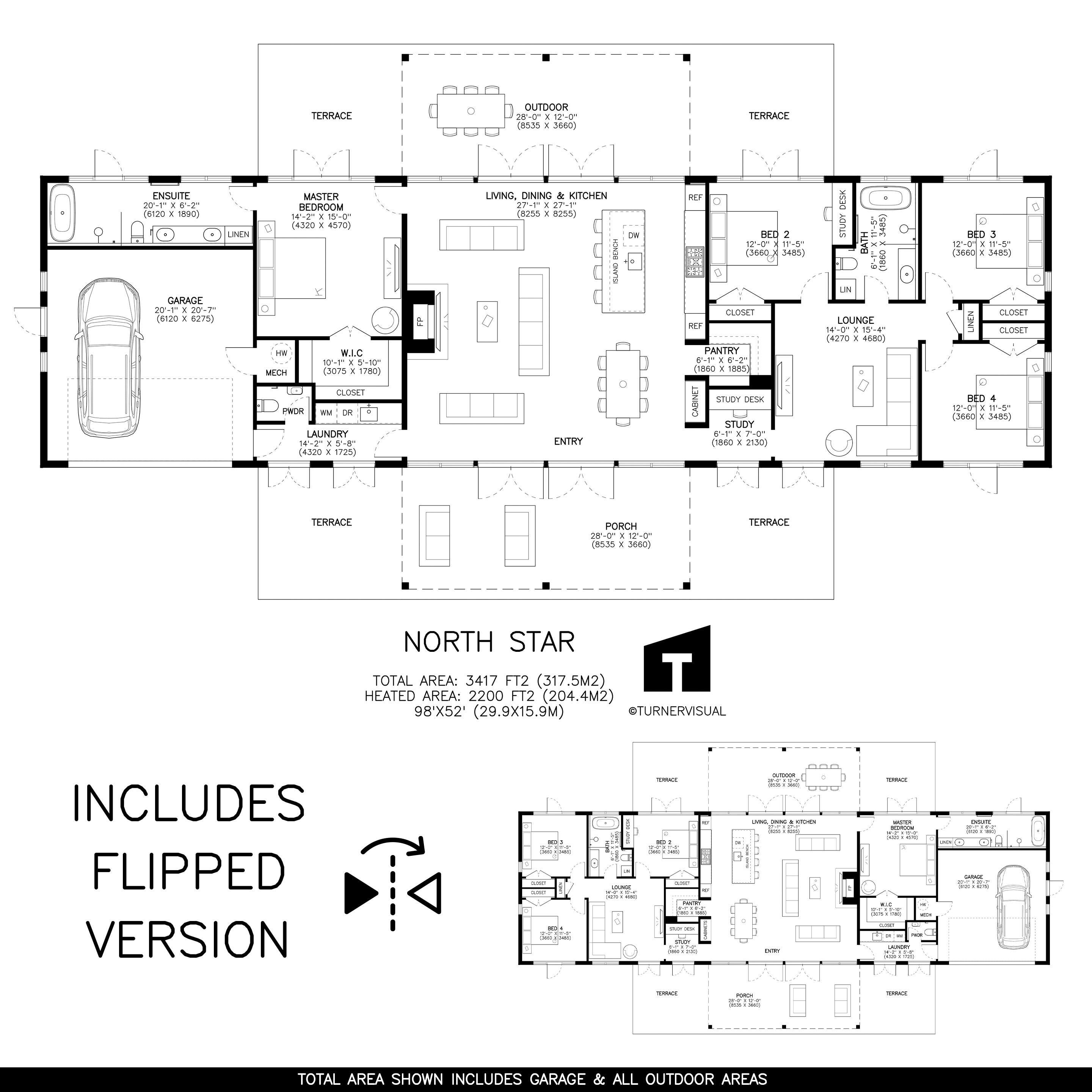 North Star House Plans – Modern Ranch Farmhouse Barn – 4 Bedroom 2.5 ...